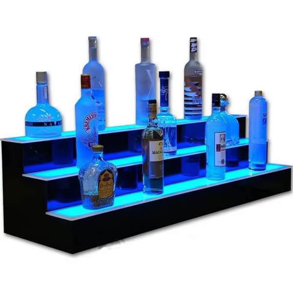 2 or 3-Step LED Lighted Shelves Illuminated Liquor Bottles Display ...